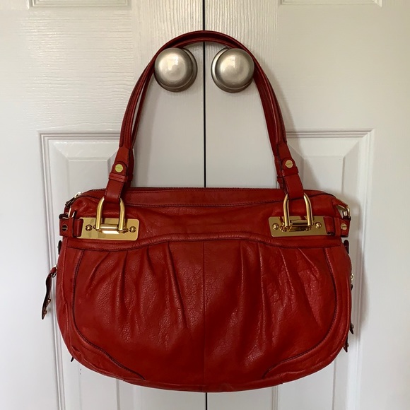 b. makowsky | Bags | B Makowsky Red Leather Shoulder Bag | Poshmark